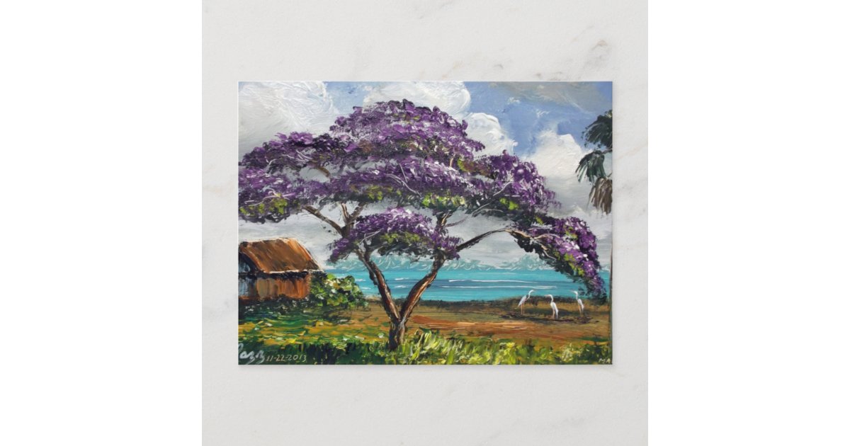 Tropical Jacaranda Tree Art Postcard | Zazzle