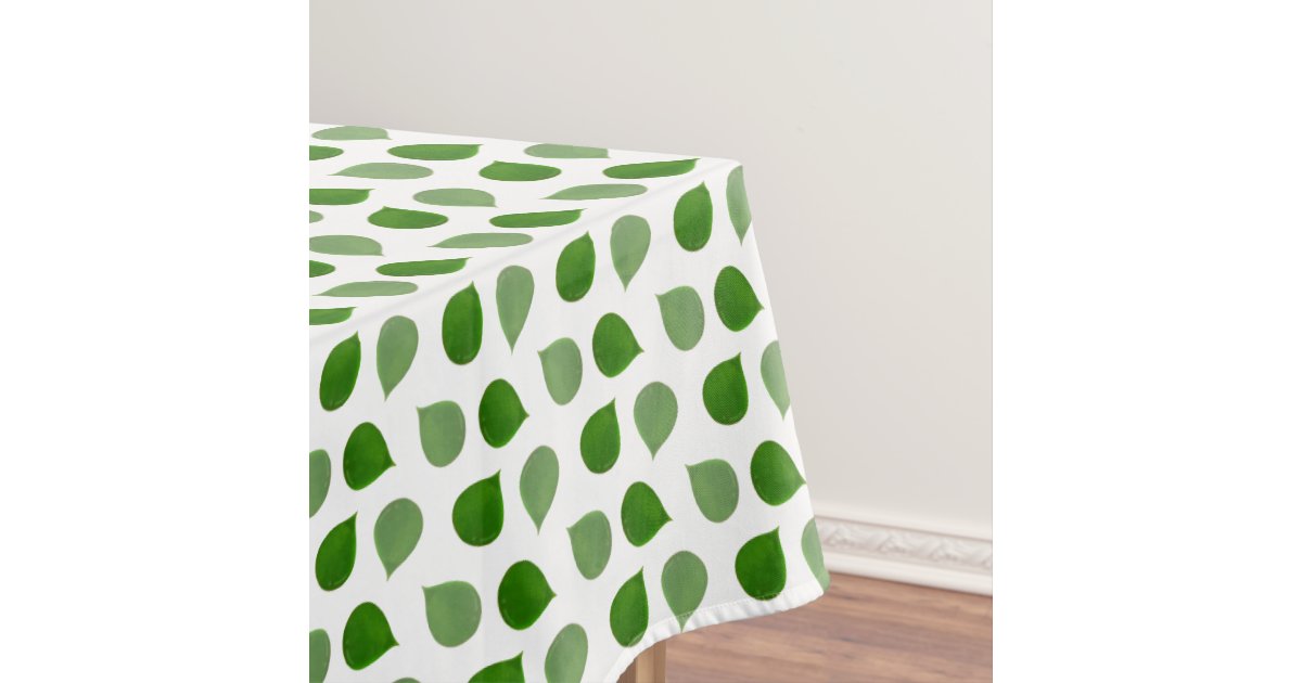 Tropical Jade Tree Green Leaves on White Tablecloth | Zazzle