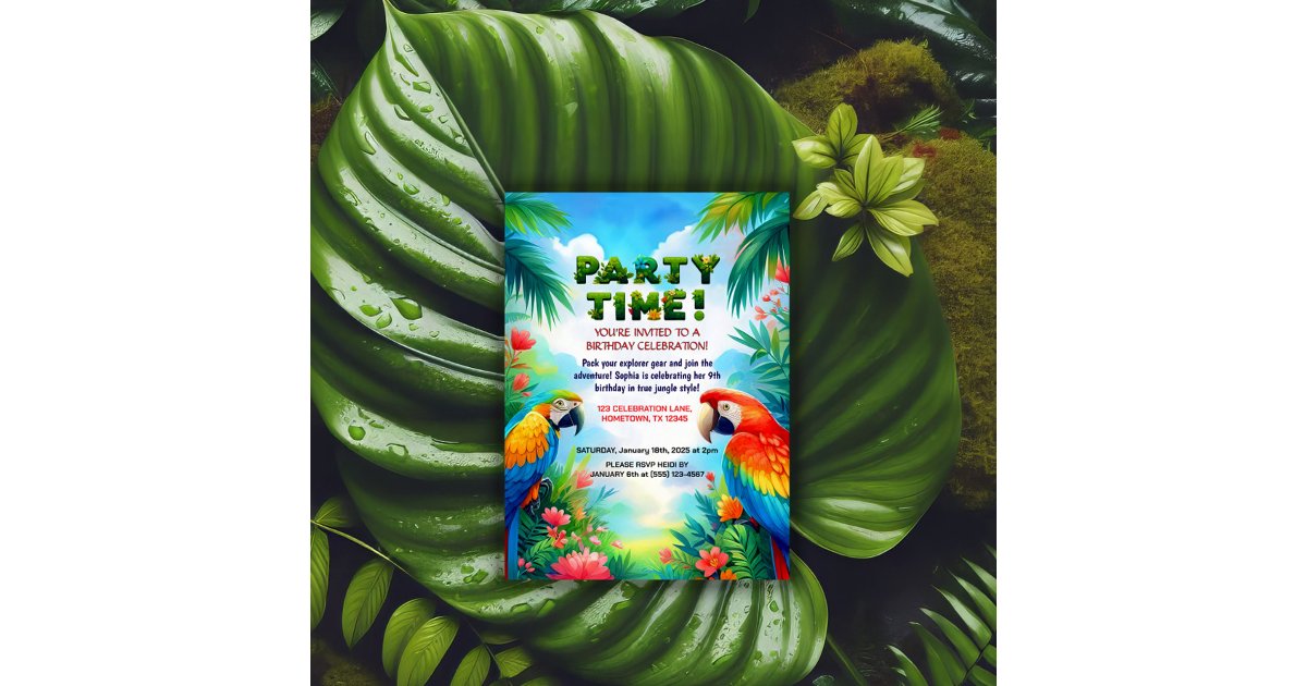 Tropical Jungle Birthday Party Invitation for Kids | Zazzle