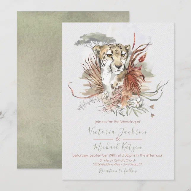 Tropical Jungle Cheetah Wedding invitations | Zazzle