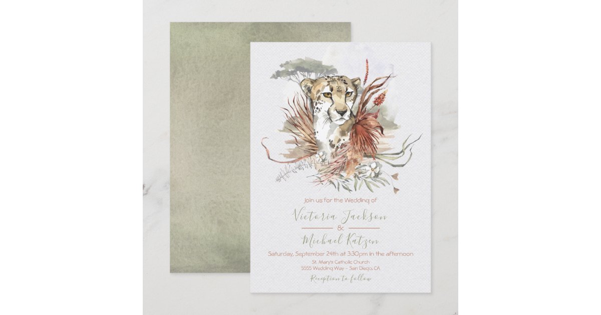 Tropical Jungle Cheetah Wedding invitations | Zazzle