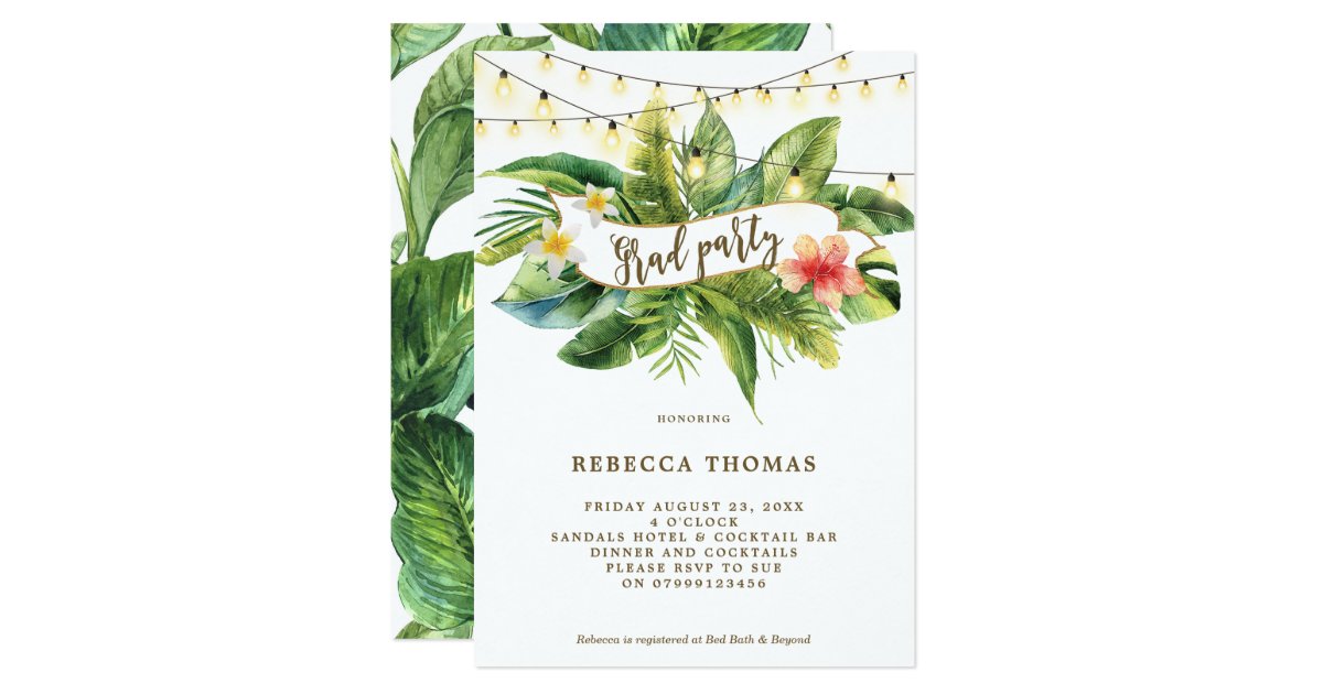 Tropical jungle graduation party invitation | Zazzle.com