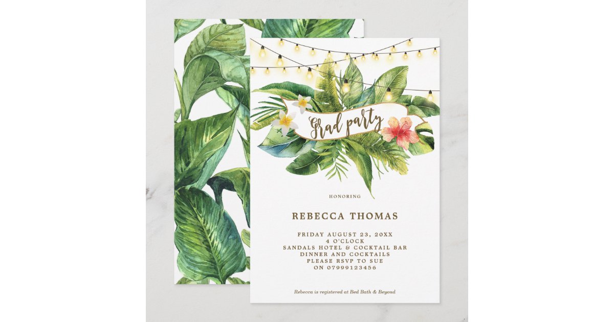 Tropical jungle graduation party invitation | Zazzle