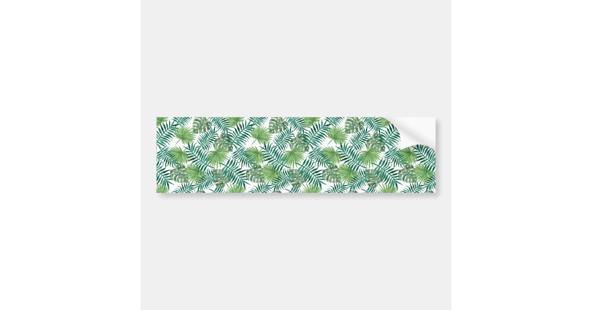 Tropical Jungle Leaves Bumper Sticker | Zazzle
