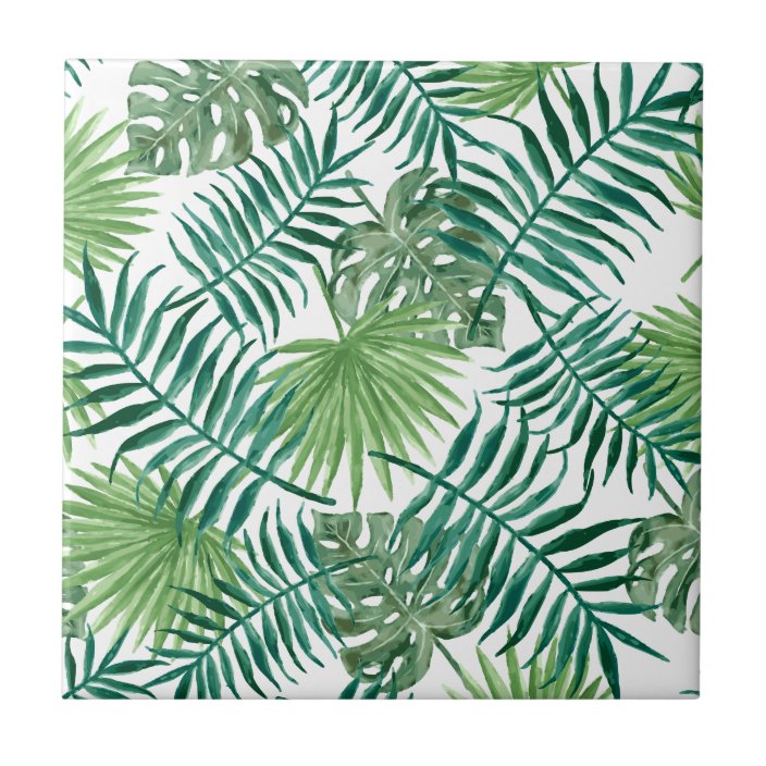 Tropical Jungle Leaves Ceramic Tile | Zazzle.com