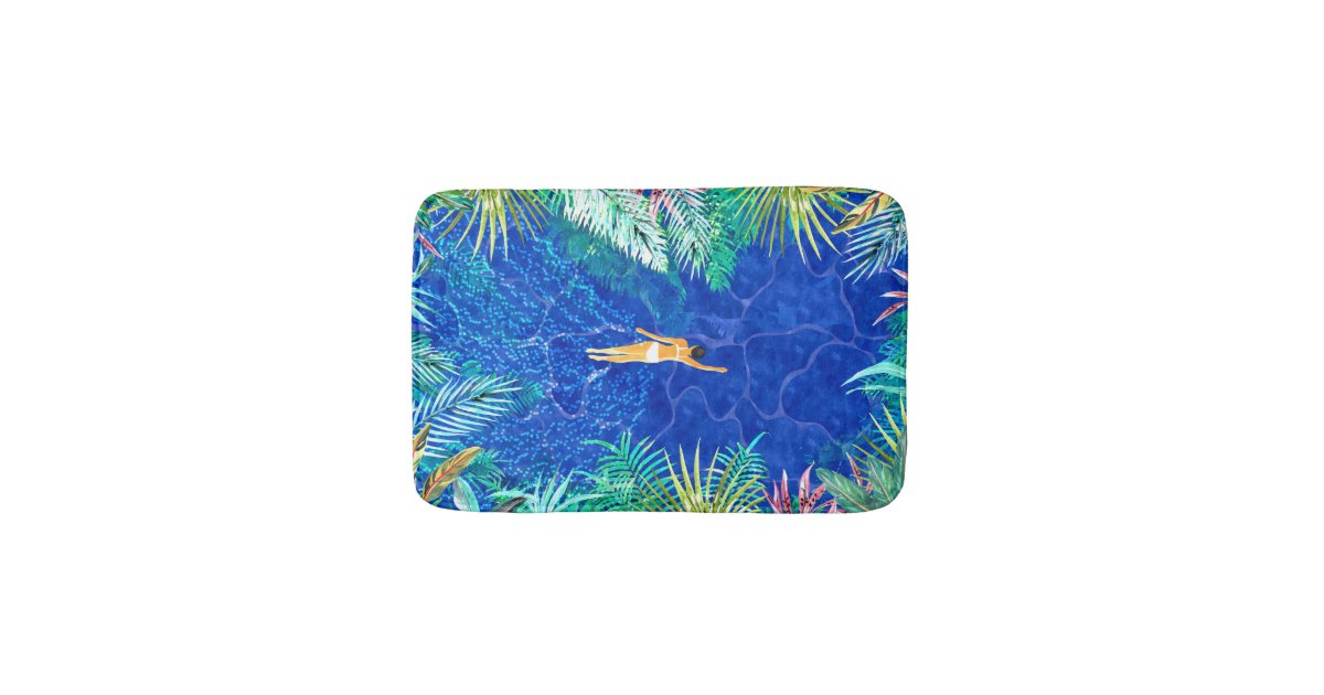 Tropical Jungle Pool Bath Mat | Zazzle