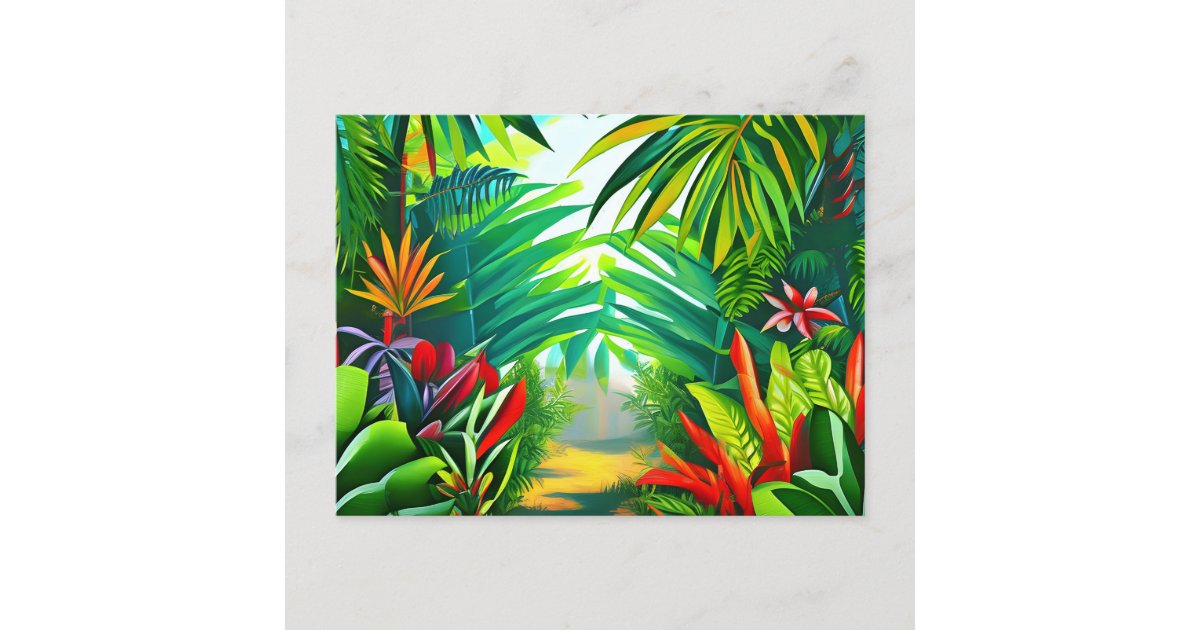 Tropical jungle scene postcard | Zazzle