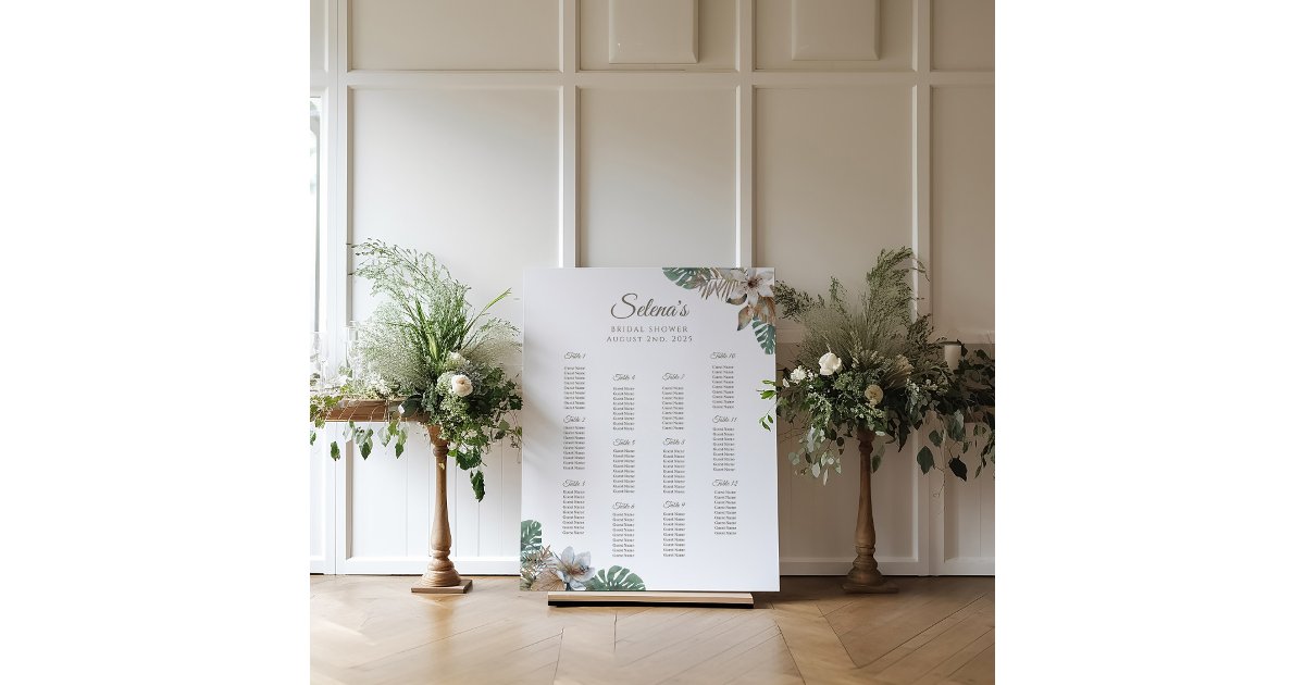 Tropical Jungle Seating Chart | Elegant Shower | Zazzle
