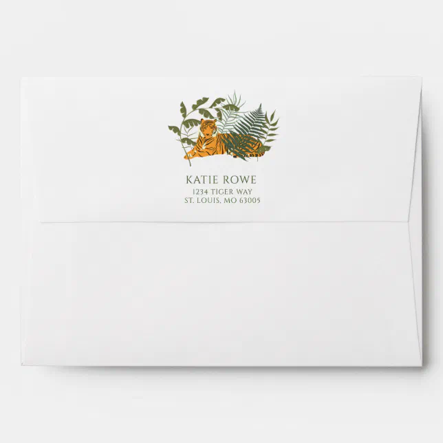 Tropical Jungle Tiger Return Address Envelope | Zazzle