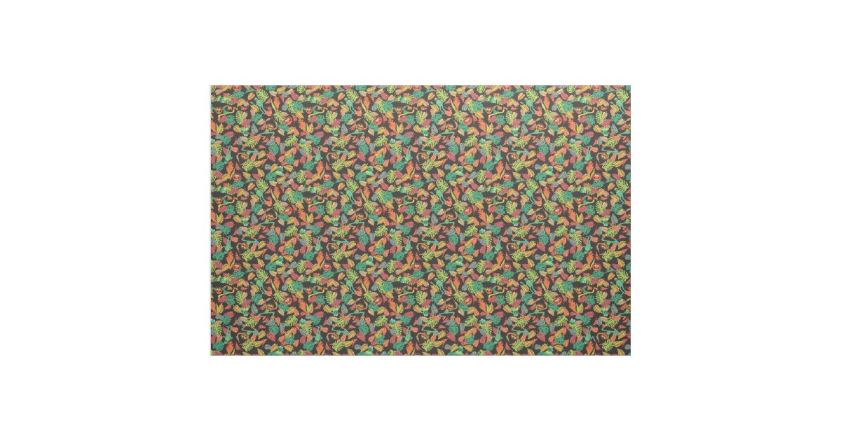 Tropical Kermit & Animal Pattern Fabric | Zazzle