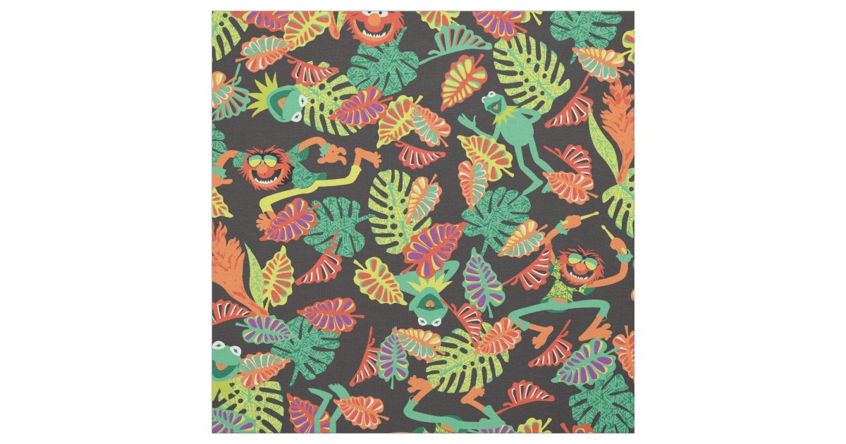Tropical Kermit & Animal Pattern Fabric | Zazzle