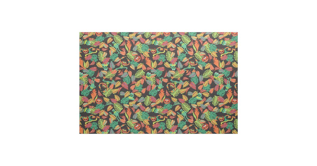 Tropical Kermit & Animal Pattern Fabric | Zazzle