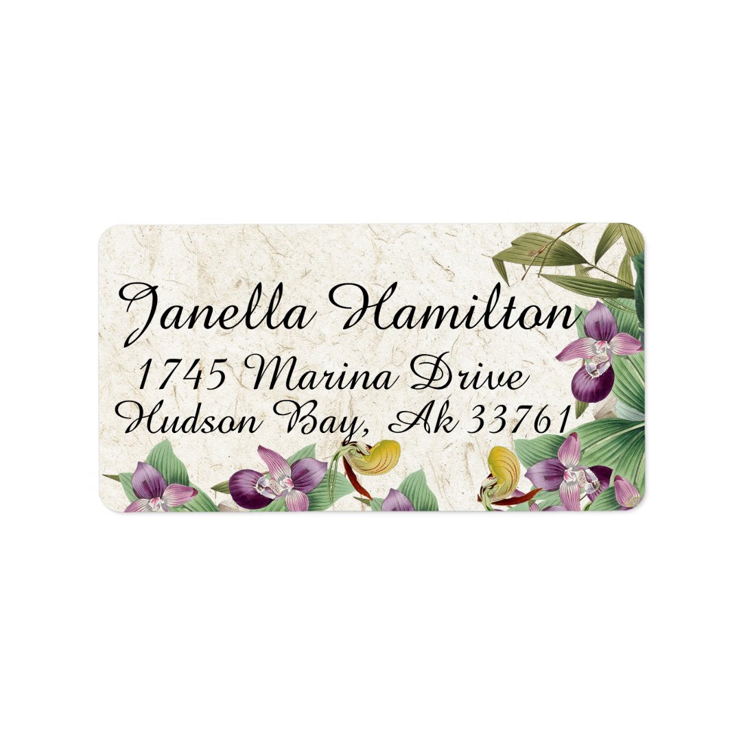 Tropical Lady Slipper Orchid Flower Address Labels | Zazzle