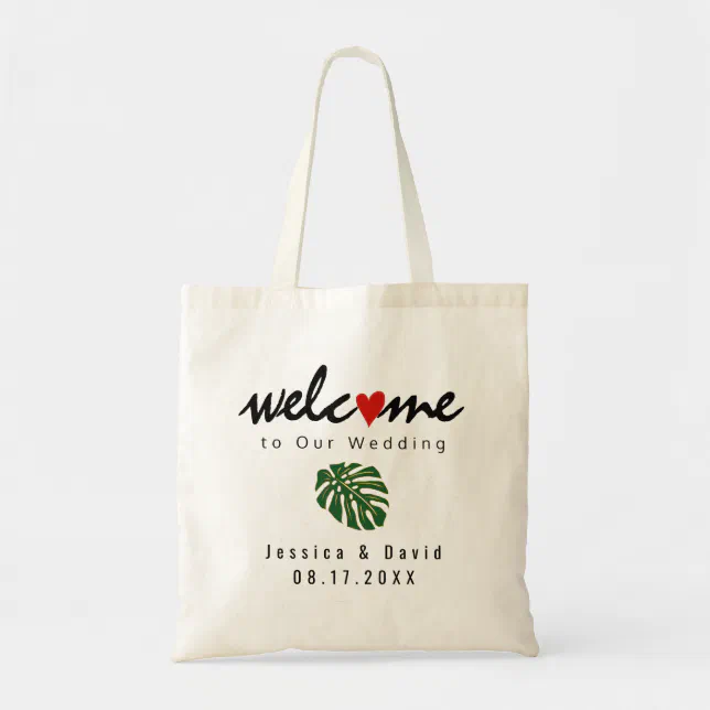 Tropical leaf destination wedding welcome bag | Zazzle