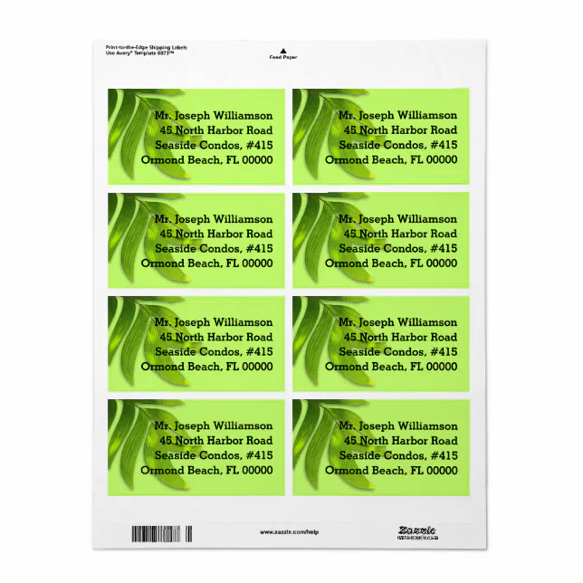 Tropical Leaf Lime Green Custom Shipping Labels | Zazzle
