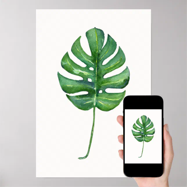 Tropical Leaf (Monstera) Watercolor Poster | Zazzle
