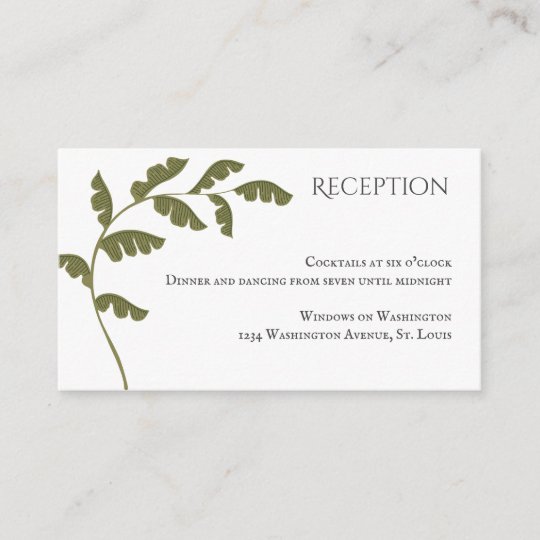 Tropical Leaf Safari Reception Enclosure Card | Zazzle.com