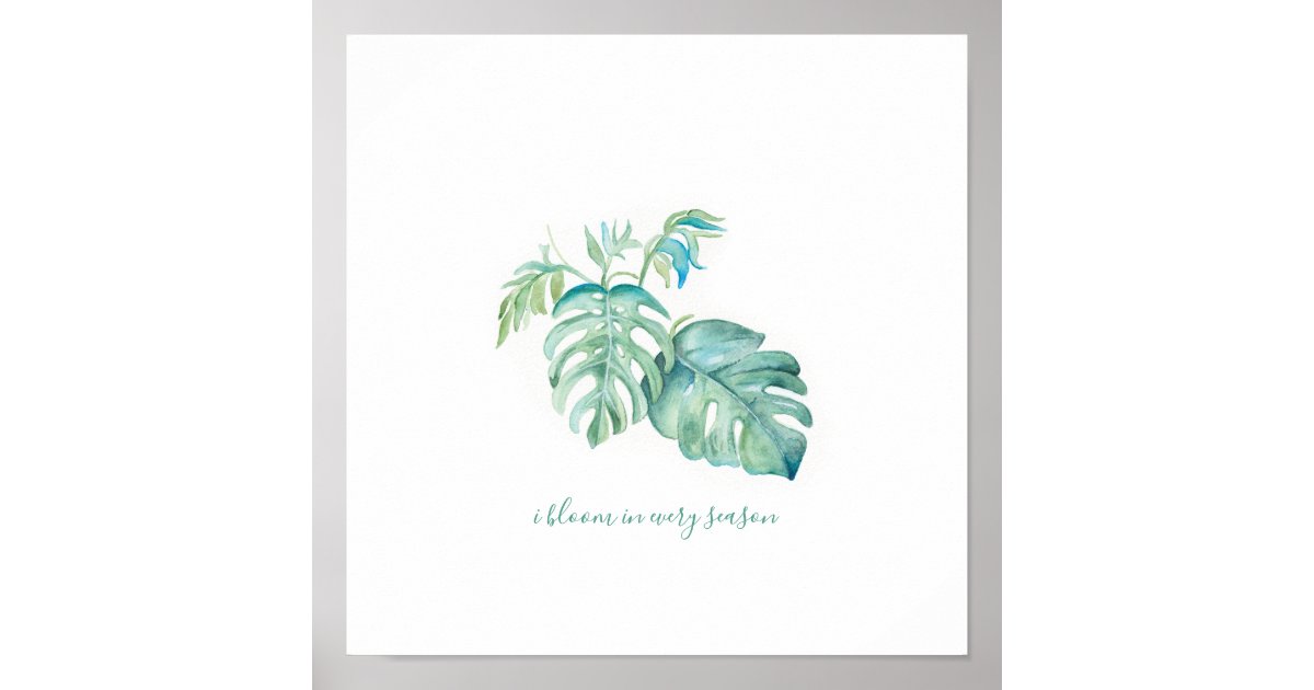 Tropical Leaf Watercolor Poster | Zazzle