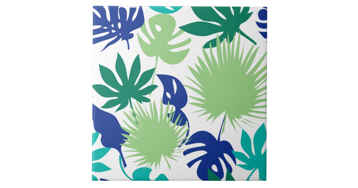 Tropical leaves ceramic tile | Zazzle