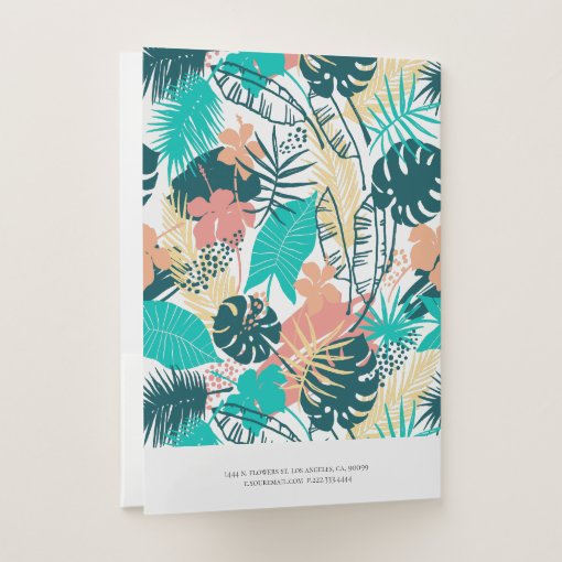 Tropical leaves collage pattern pocket folder | Zazzle