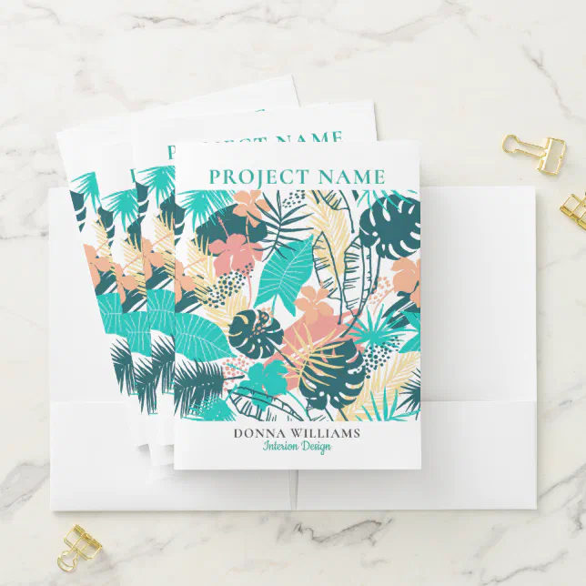 Tropical leaves collage pattern pocket folder | Zazzle