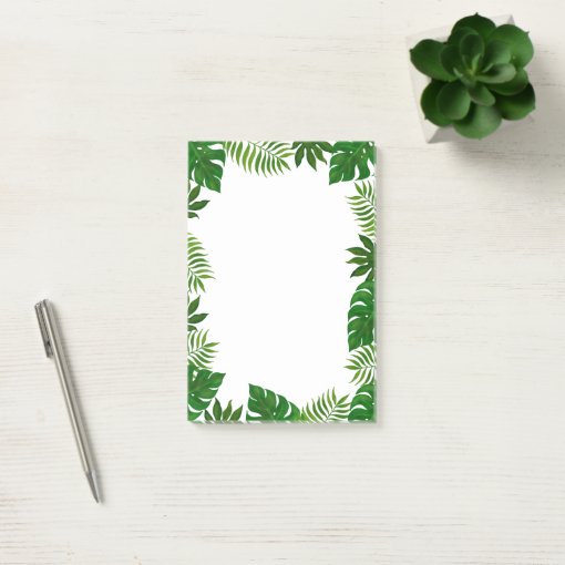 Tropical Leaves Frame Post-it Notes | Zazzle
