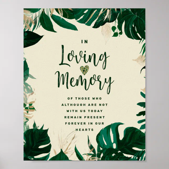 Tropical Leaves In Loving Memory Memorial Sign | Zazzle