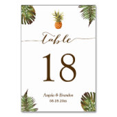 Tropical Leaves Pineapple Wedding Table Number | Zazzle