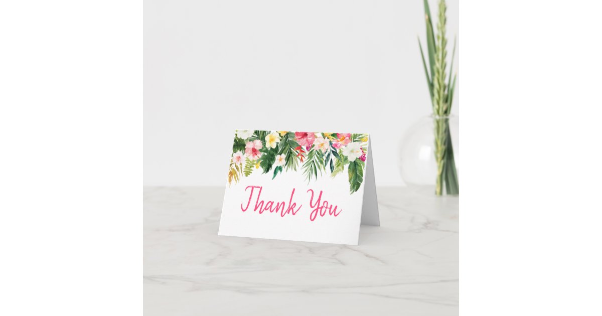 Tropical Leaves Summer Thank You Note Card | Zazzle