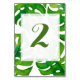 Tropical leaves wedding reception table number | Zazzle