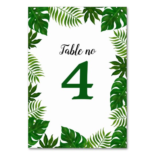 Tropical Leaves | Wedding Table Number | Zazzle.com
