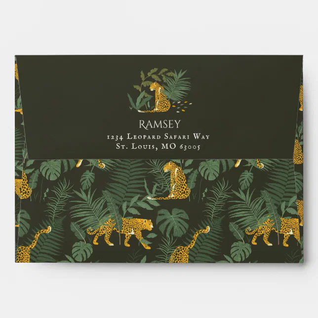 Tropical Leopard Print Return Address Envelope | Zazzle