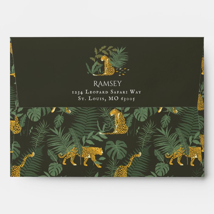 Tropical Leopard Print Return Address Envelope | Zazzle