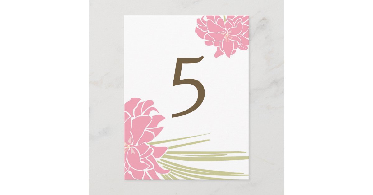 Tropical Lilies Wedding Table Number Card | Zazzle