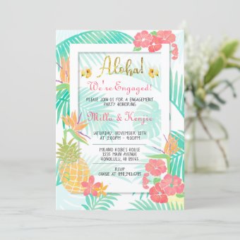 Tropical Luau Aloha Engagement Party invitation | Zazzle