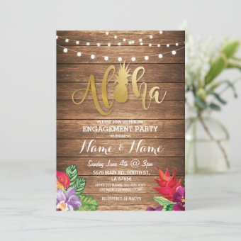 Tropical Luau Aloha Floral Engagement Party Invite | Zazzle