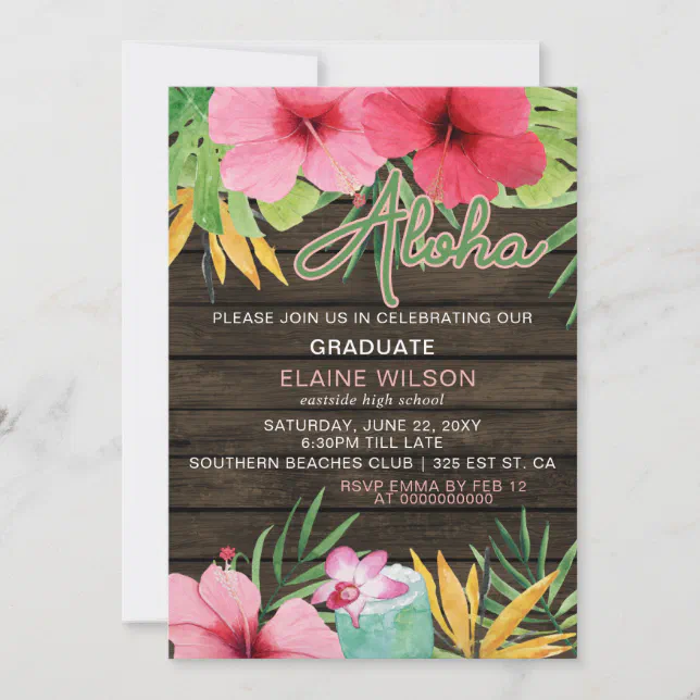 Tropical LUAU Graduation Invitation | Zazzle