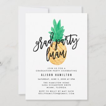Tropical Luau Graduation Party Invitation | Zazzle