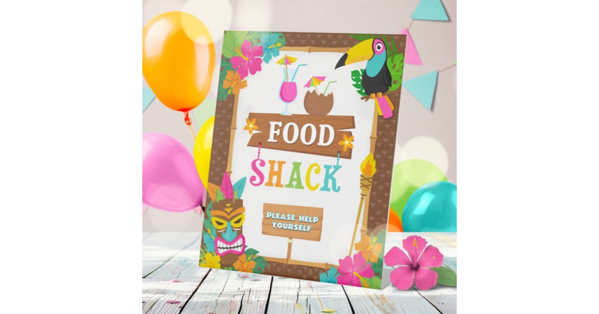 Tropical Luau Hawaiian Food Sign | Zazzle