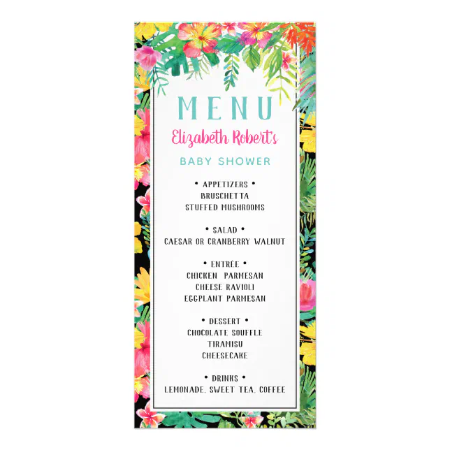 Tropical Luau Menu Card, BOHO | Zazzle