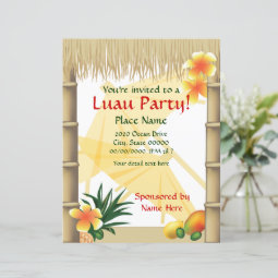 Tropical Luau Party Tiki Hut Event Flyer | Zazzle