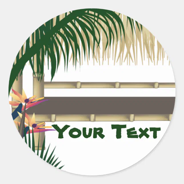 Tropical Luau Party Tiki Hut Sticker 2 | Zazzle