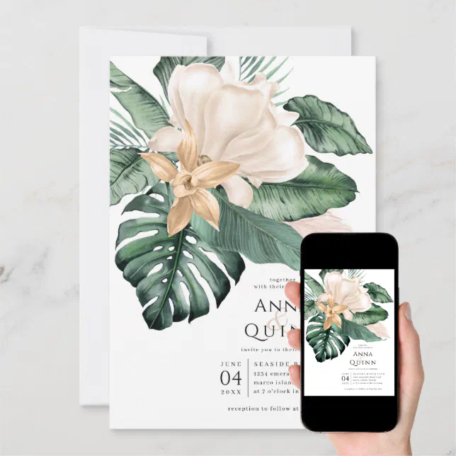 Tropical Magnolia Wedding Invitation | Zazzle