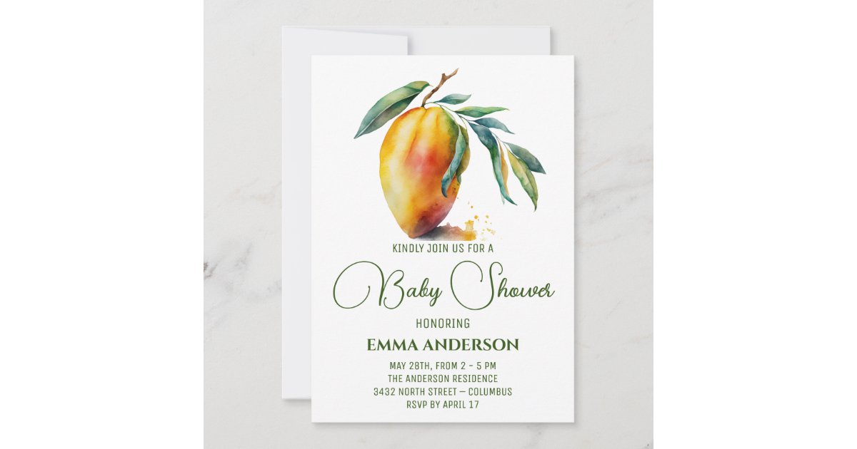 Tropical Mango | Baby Shower Invitation | Zazzle