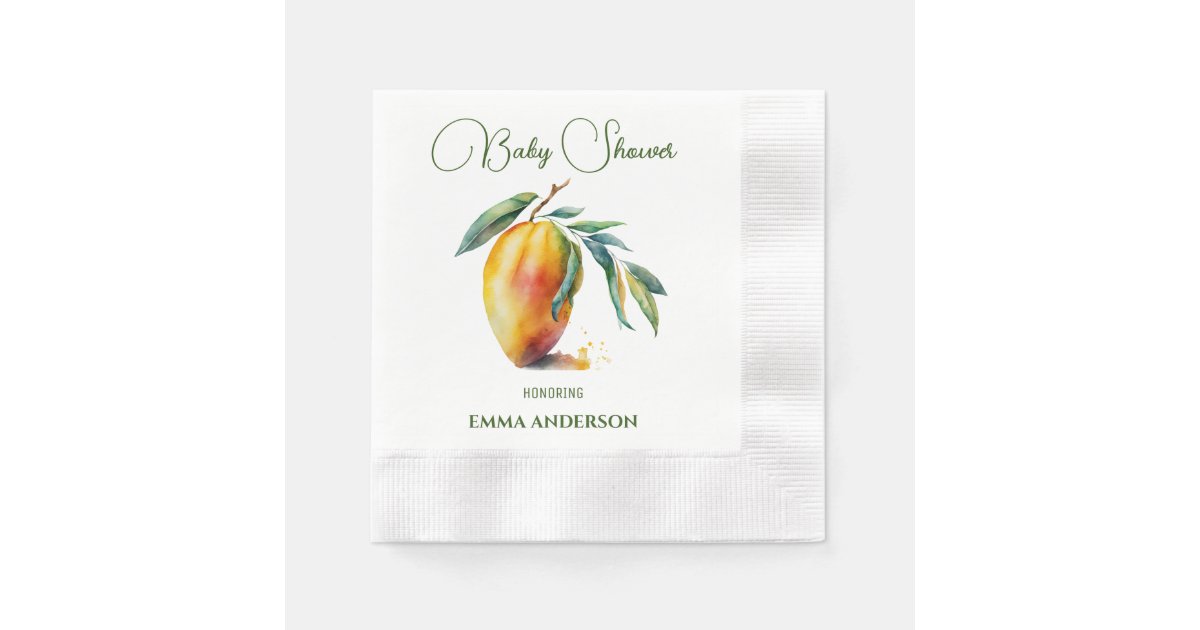 Tropical Mango | Baby Shower Napkins | Zazzle