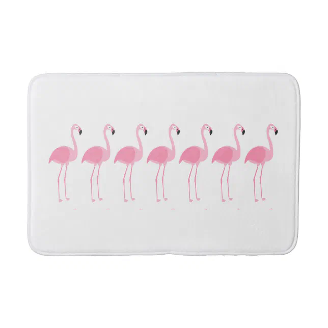 Tropical Marching Pink Flamingos Bath Mat | Zazzle