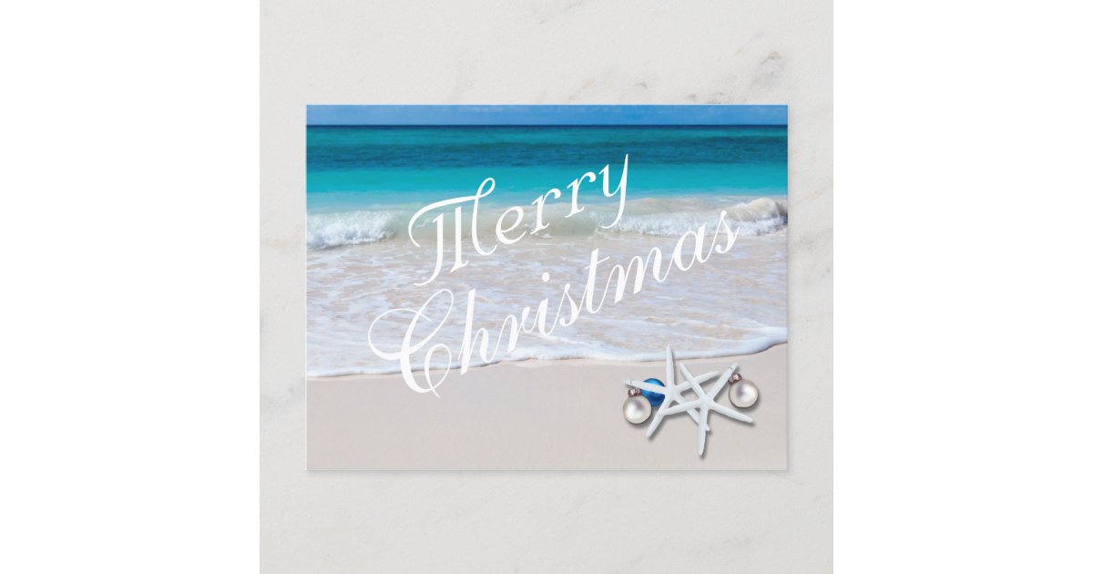 Tropical Merry Christmas Ocean Beach Postcard | Zazzle.com
