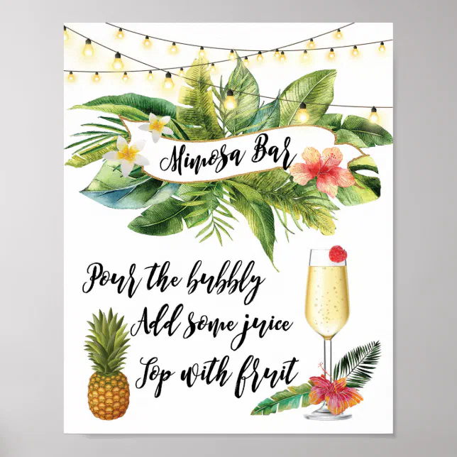 tropical Mimosa Bar Sign string lights | Zazzle