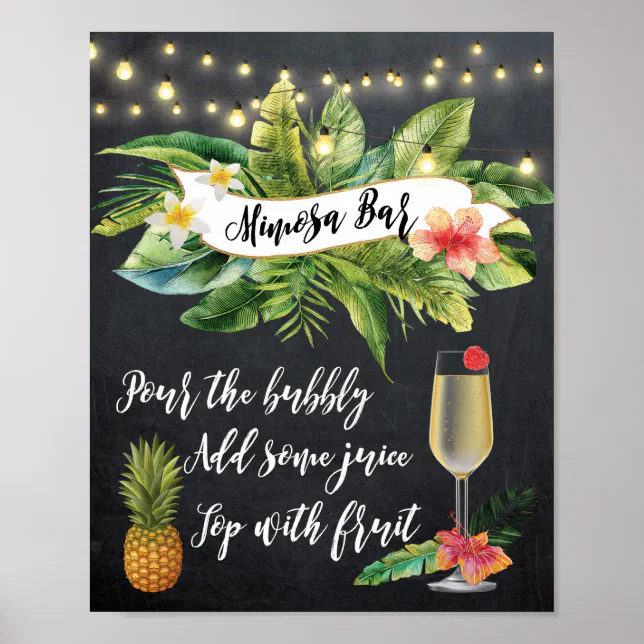 tropical Mimosa Bar Sign string lights chalkboard | Zazzle