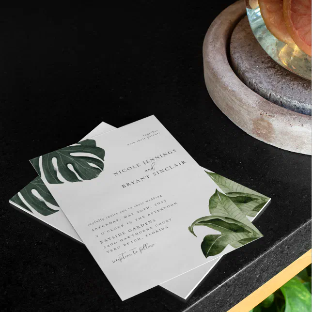 Tropical Modern Minimalist Wedding Invitation | Zazzle